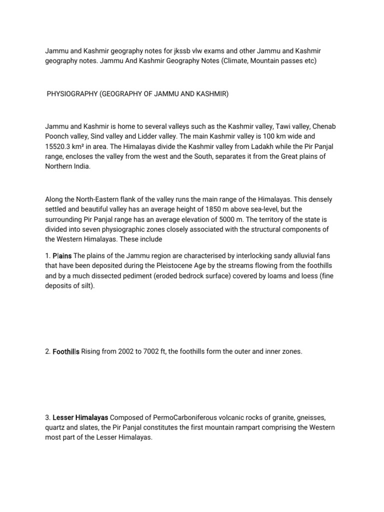 Geography of Jandk | Download Free PDF | Kashmir | Himalayas