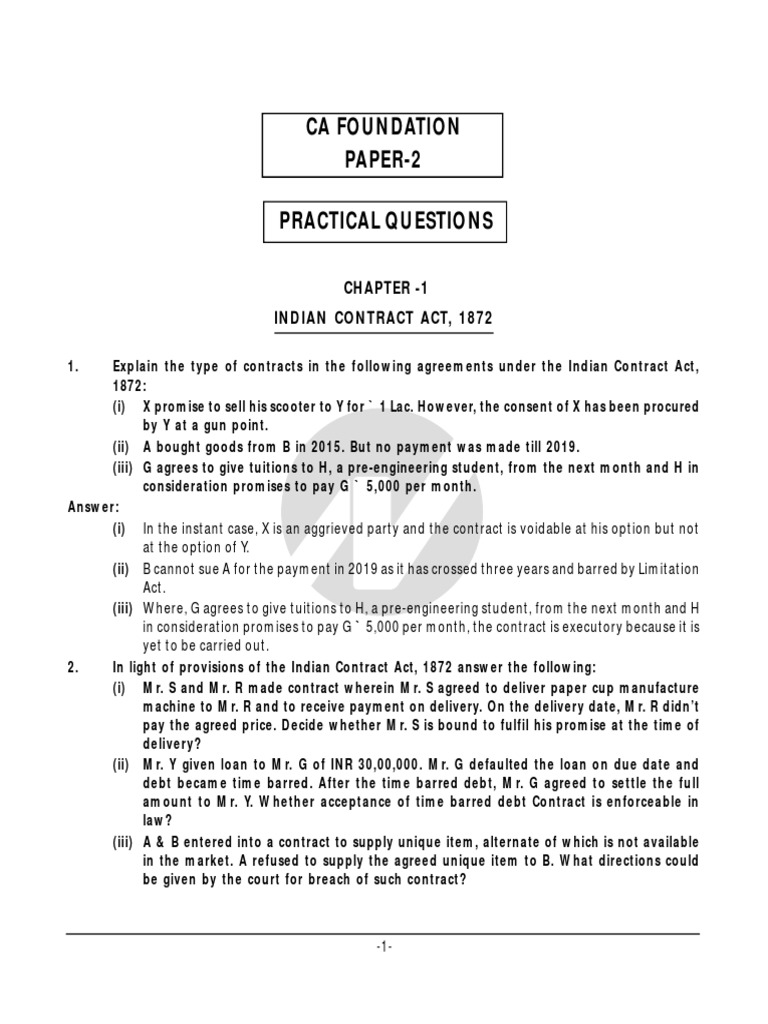 CA Foundation-Paper-2-Practical Questions-13-5-21 | PDF | Partnership ...