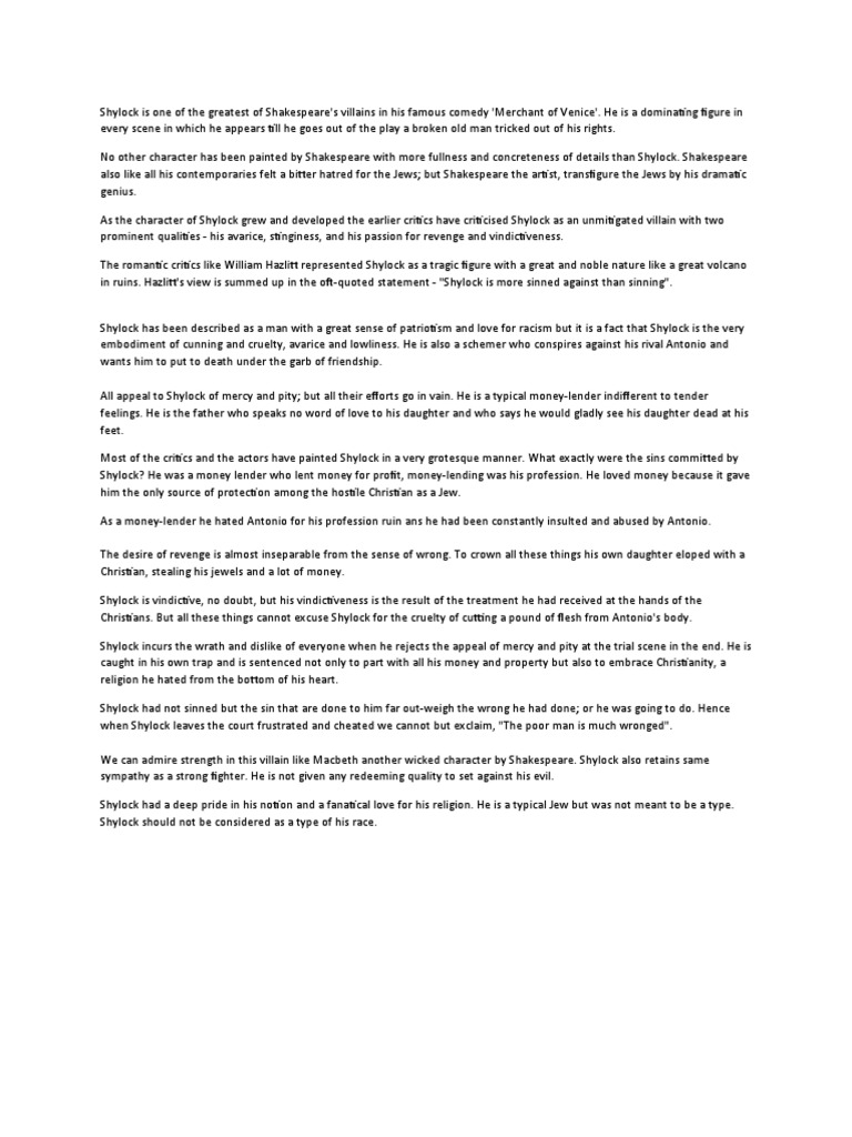 Shylock: Villain or Victim? | PDF