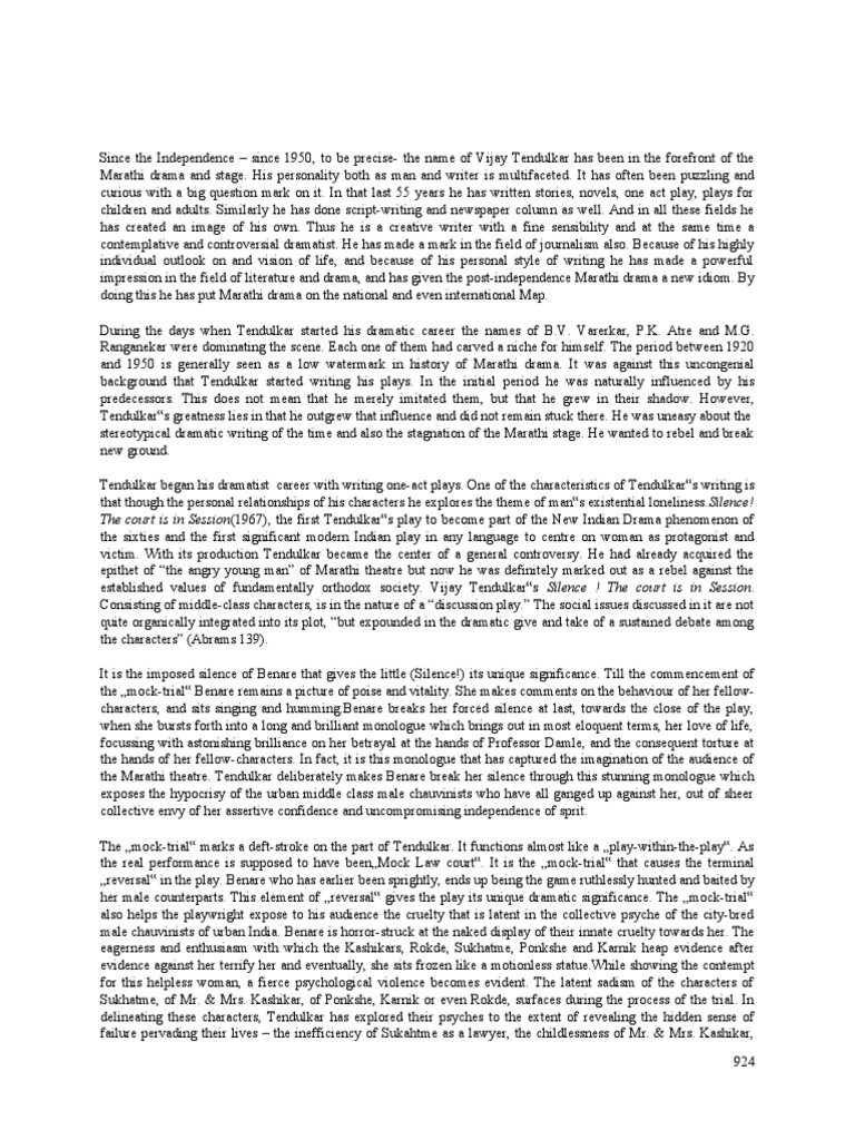 Silence Court Is in Session .... Dramatic Technique | PDF