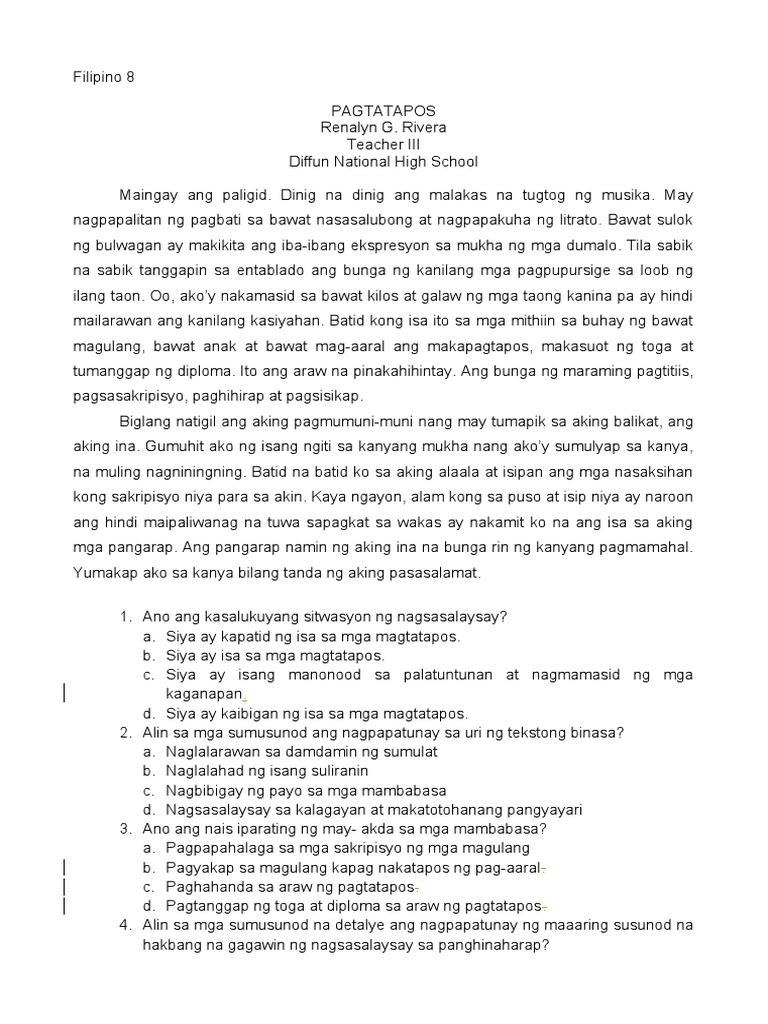 Filipino 8 Reading Material | PDF