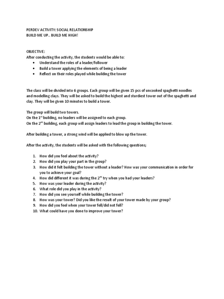 Perdev Activity - Social Relationship Activity | PDF
