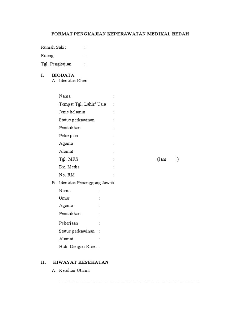 Format Pengkajian Keperawatan Medikal Bedah | PDF