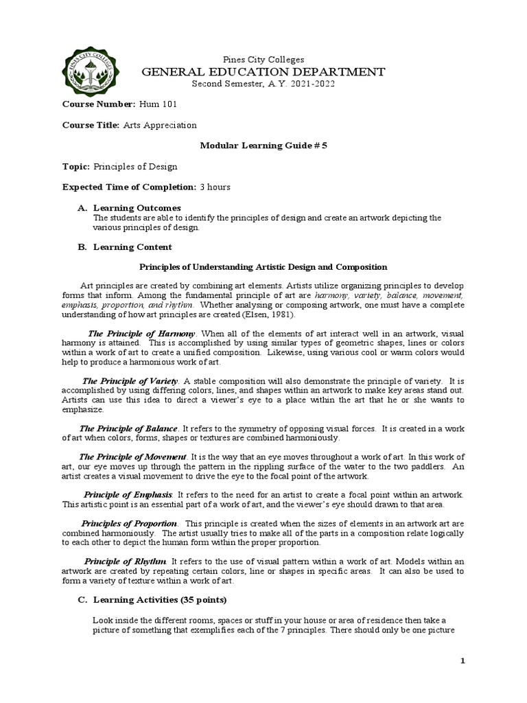 Module 5 HUM 101 | PDF | Composition (Visual Arts) | Cognitive Science