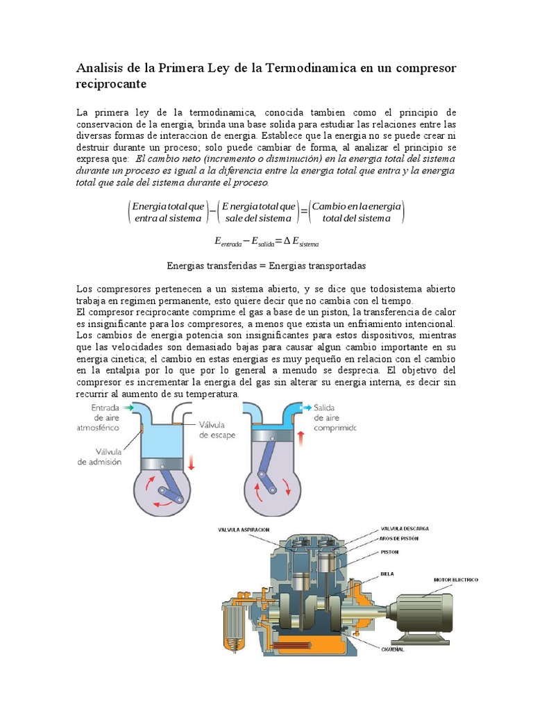 Analisis de La Primera Ley de La Termodinamica en Un Compresor ...