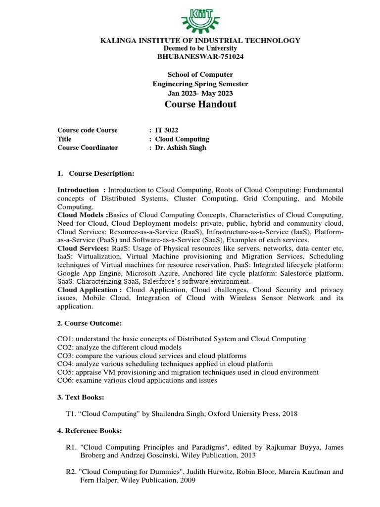 CC-handout Jan 2023-May 2023 | PDF | Cloud Computing | Software As A Service