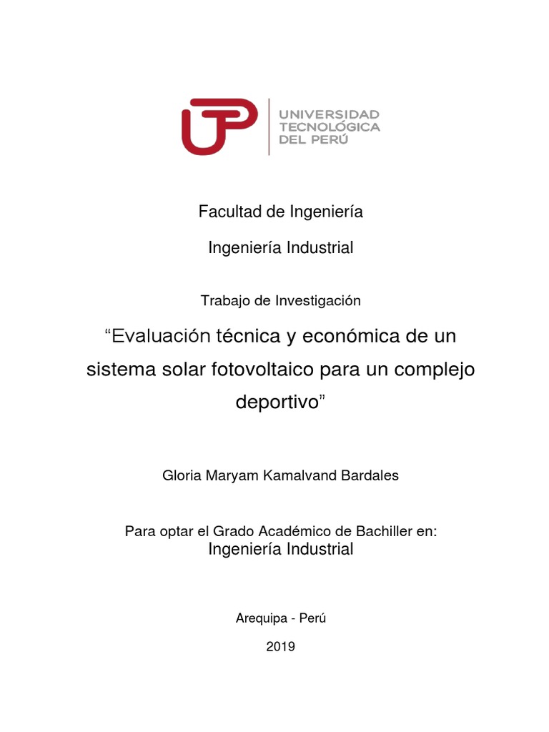 Tesis Fotovoltaica en Complejo Deportivo Utp | PDF | Energía solar ...