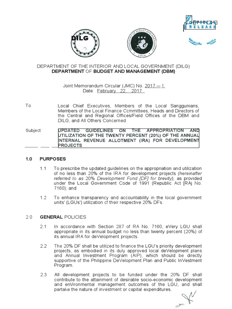 DILG-DBM - (JMC) No. 2017 - 1 | PDF | Economies