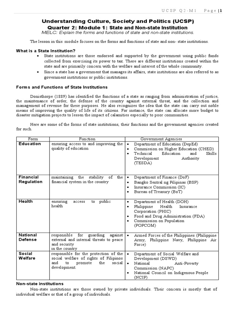 Ucsp Q2 W1 Lecture Notes Pdf Cooperative Business