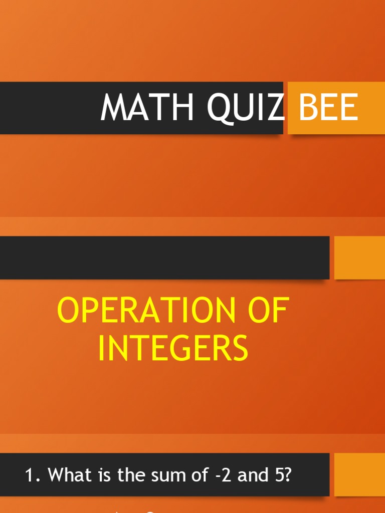 Math Quiz Bee | PDF | Function (Mathematics) | Elementary Mathematics
