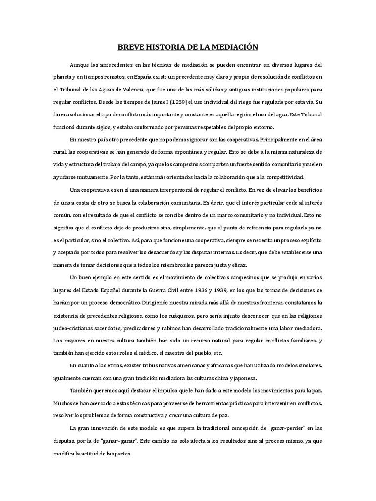 Historia y Principios de la Mediación | PDF | Mediación | Conflicto (proceso)