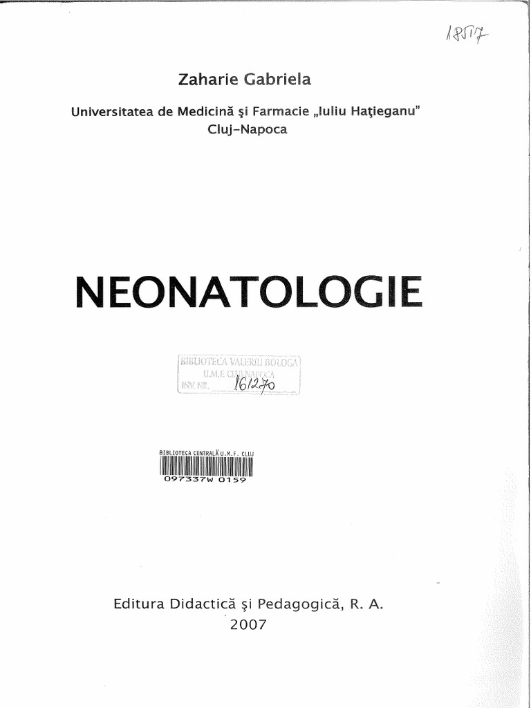 Neonatologie - Zaharie Gabriela | PDF