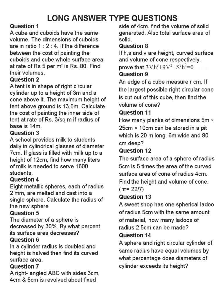 Sphere and Volume Problem Set | PDF | Volume | Sphere