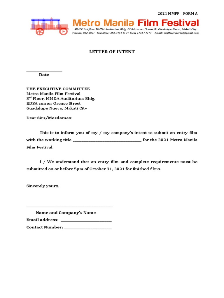 FORM A 2021 Letter of Intent LOI | PDF