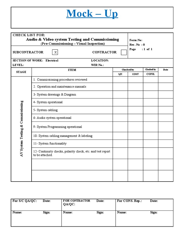 AV System Testing Checklist | PDF