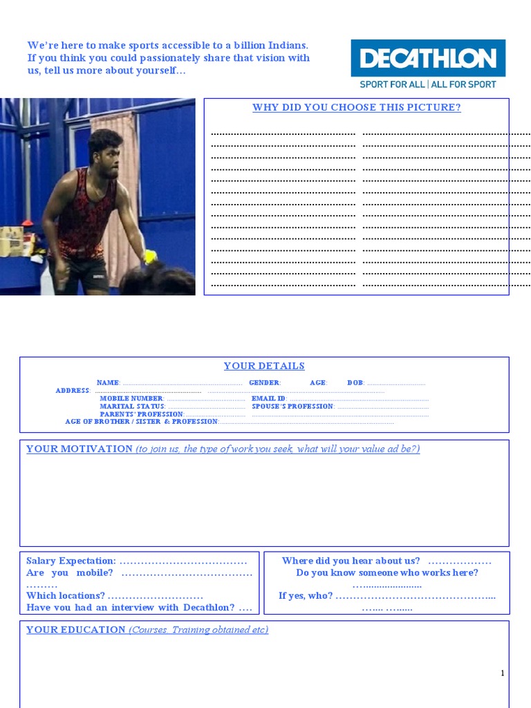Decathlon Interview Sheet | PDF