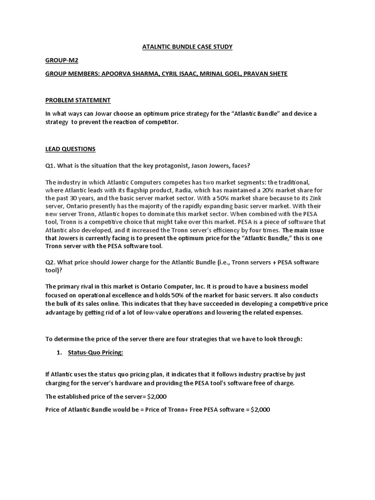 Atlantic Bundle pricing strategy | PDF | Pricing | Profit (Economics)