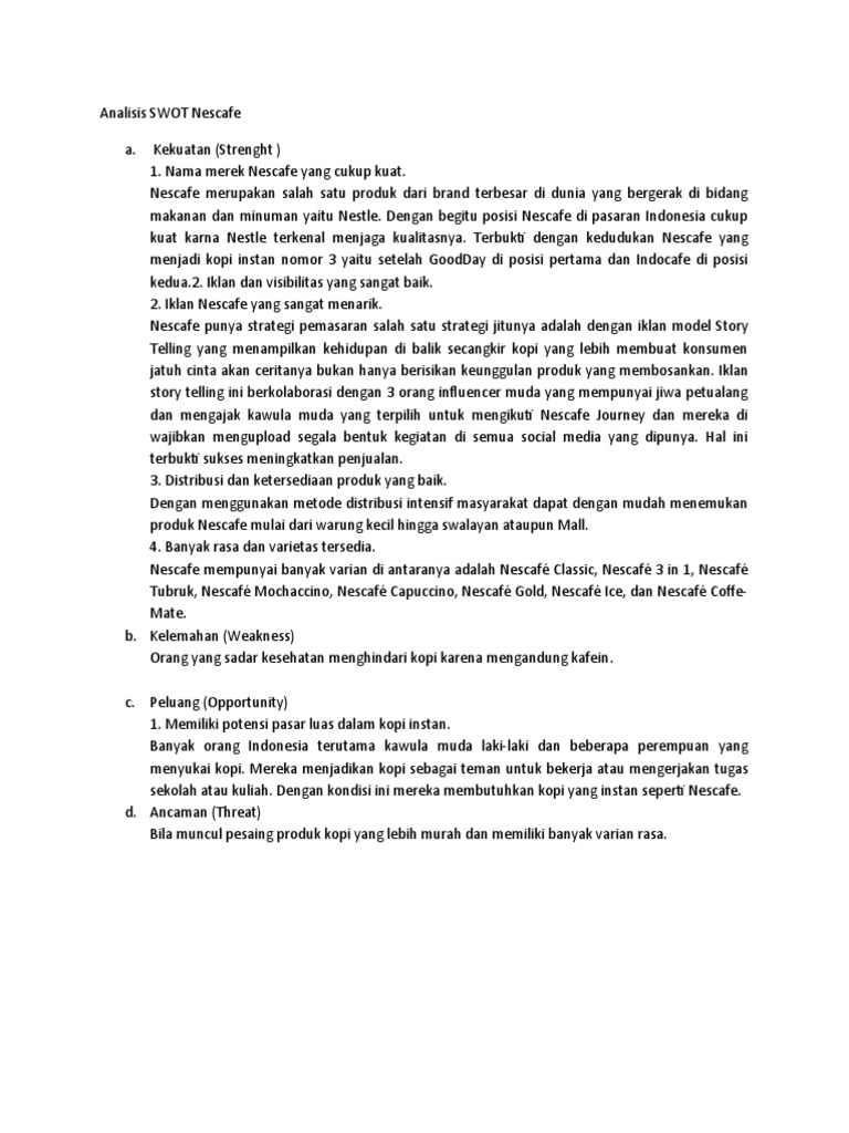 Analisis SWOT Nescafe-WPS Office | PDF