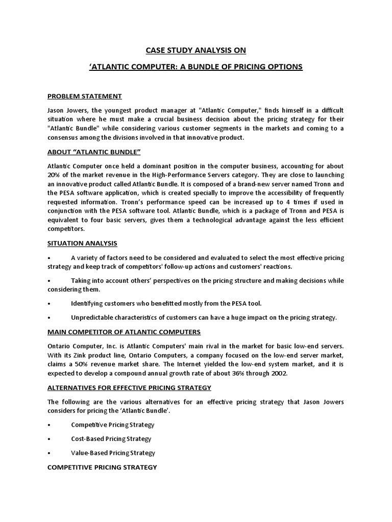 Atlantic Computer Pricing Strategy Analysis | PDF | Pricing | Profit ...