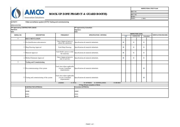 CCTV Testing and Commissioning Plan | PDF | Building Engineering ...
