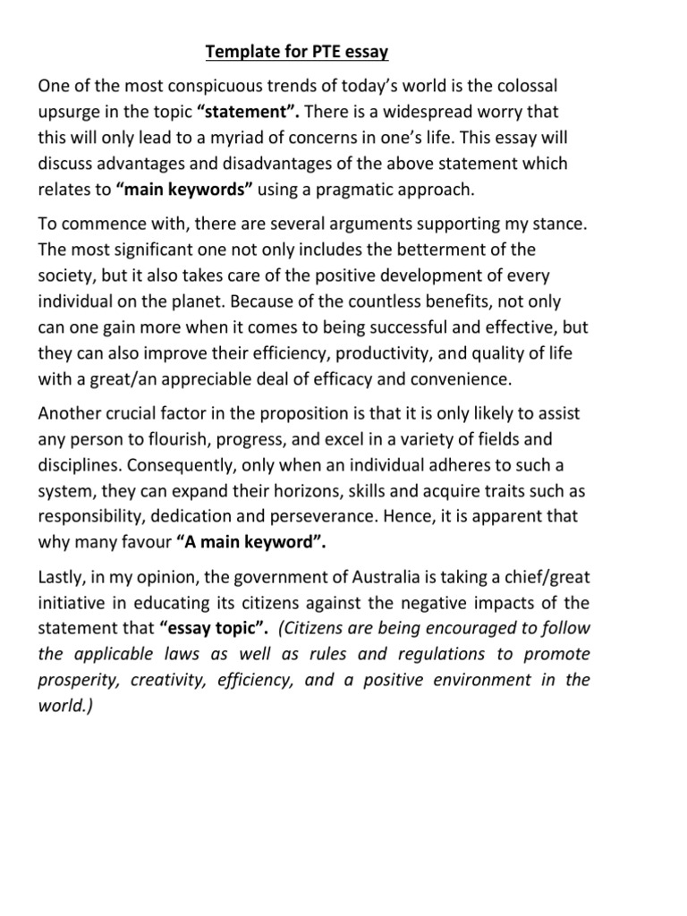 PTE Essay Template for 2025 | PDF | Business | Self-Improvement