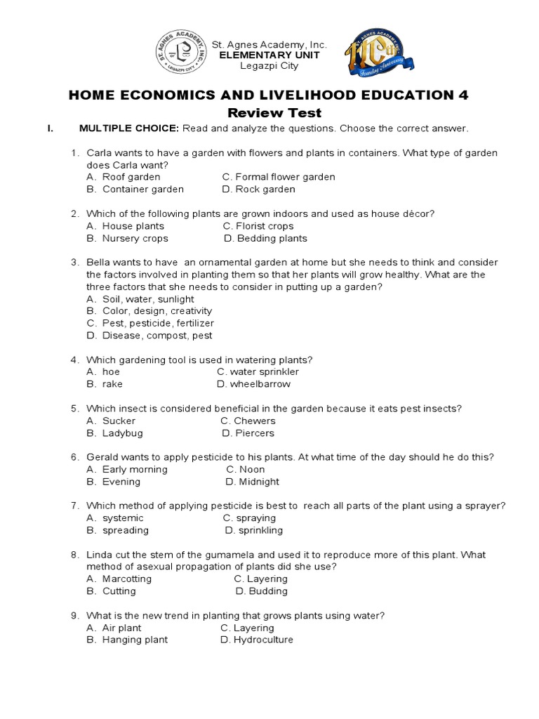 Hele 4 Review Test | PDF | Gardens | Plants