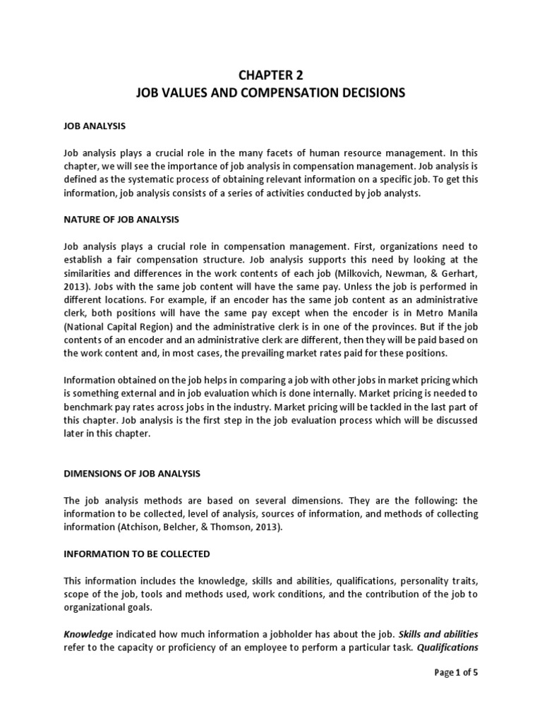 Chapter 2 - Job Values and Compensation Decisions | PDF | Psychology | Psychological Concepts