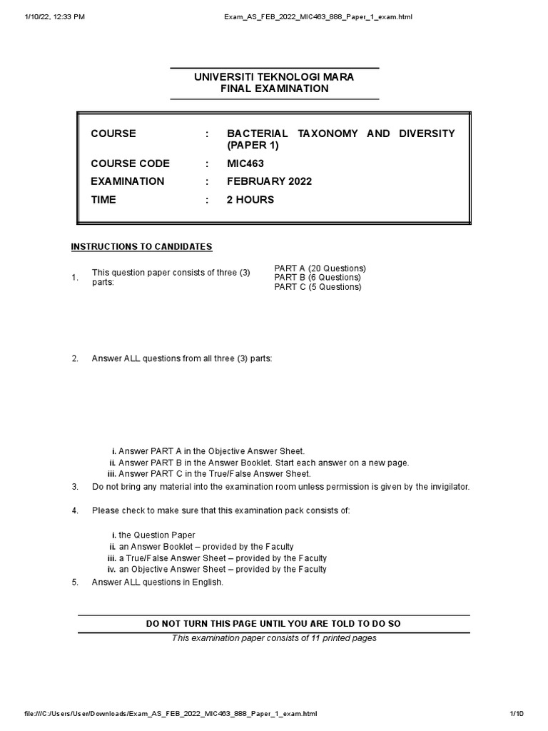 Faculty - Applied Sciences - 2022 - Session 1 - Degree - Mic463 | PDF | Cyanobacteria | Archaea