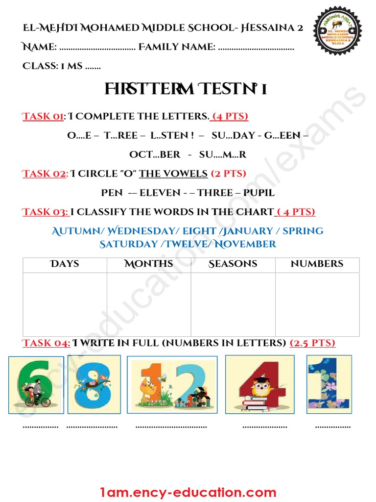 Dzexams 1am Anglais d1 20190 390760 | PDF