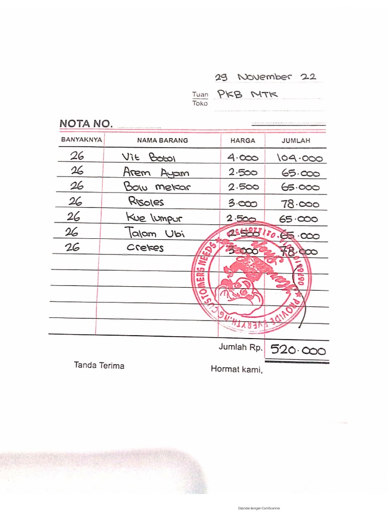 Nota Dan Foto Snack in 4 | PDF