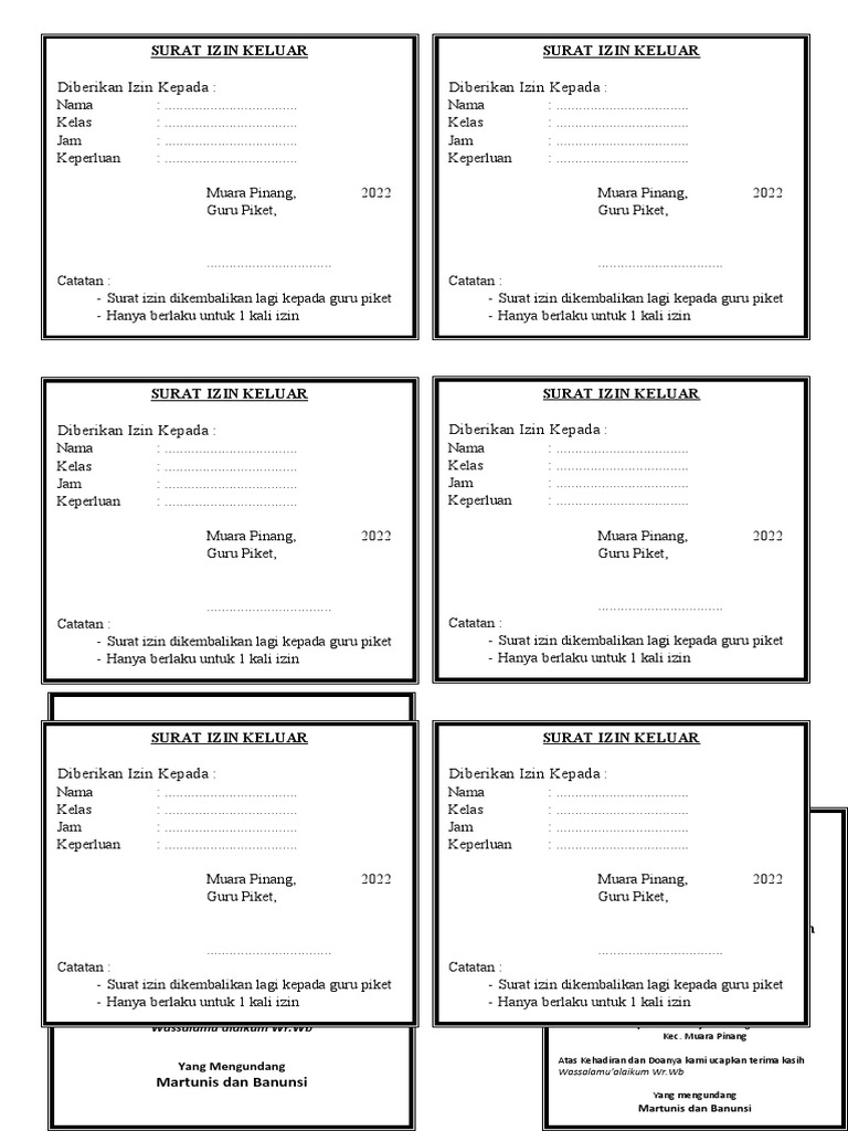 Surat Izin Keluar | PDF