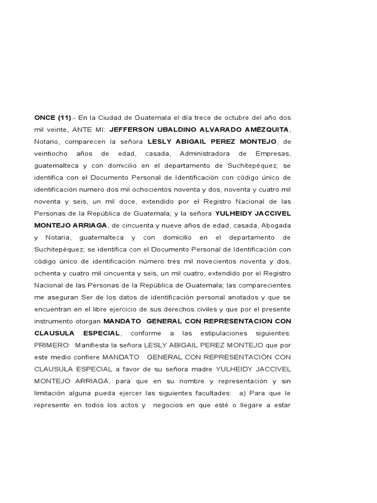 11) Mandato General Con Clausula Especial Lopez Ordonez74 | PDF ...