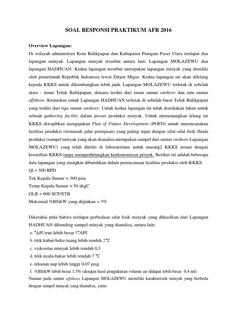 Soal Responsi Praktikum Afr 2016 | PDF