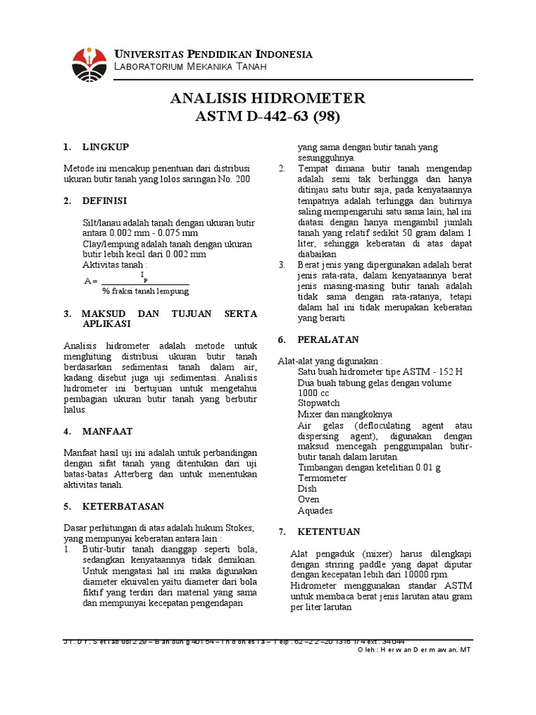VII Uji Hidrometer by HW Ok | PDF