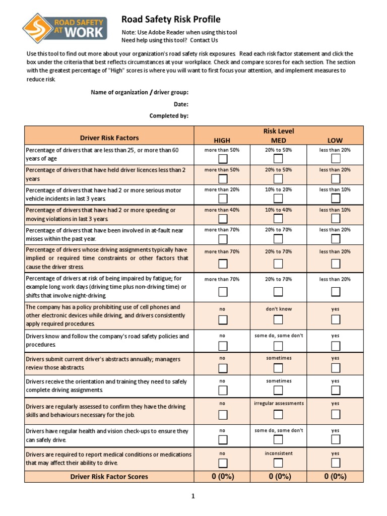 RSAW Road Safety Risk Profile | PDF | Road Traffic Safety | Risk