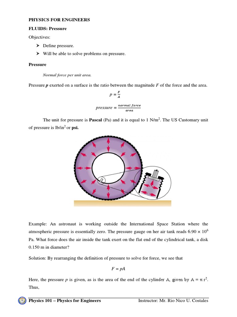 Fluids Pressure Pdf Pressure Atmospheric Pressure