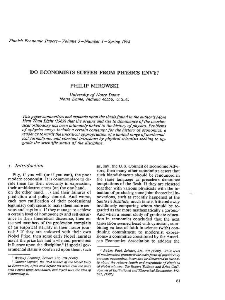 Do Economists Suffer From Physics Envy | PDF