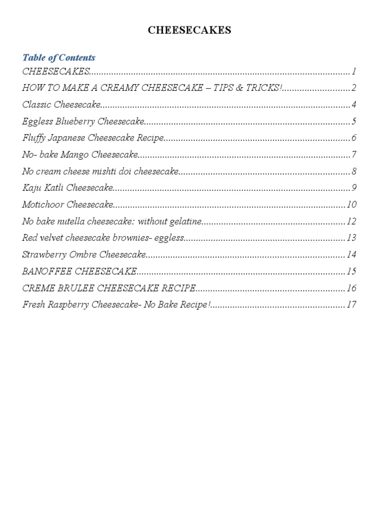 CHEESECAKES | PDF | Cheesecake | Cakes