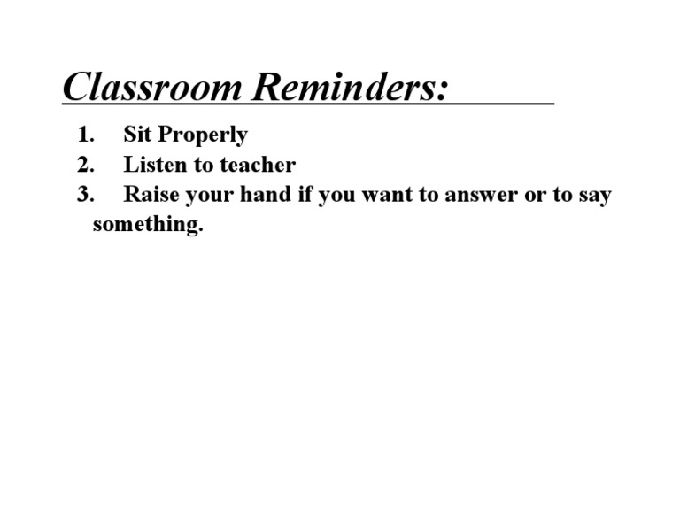 Classroom Reminders | PDF