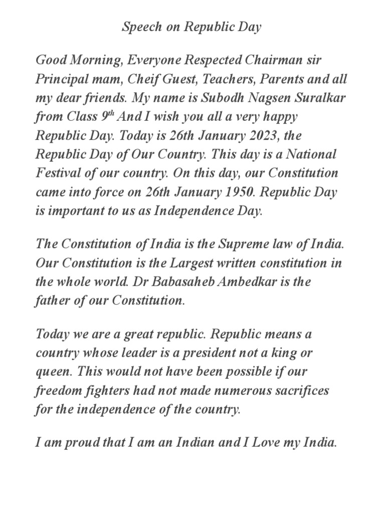 Republic Day Speech | PDF
