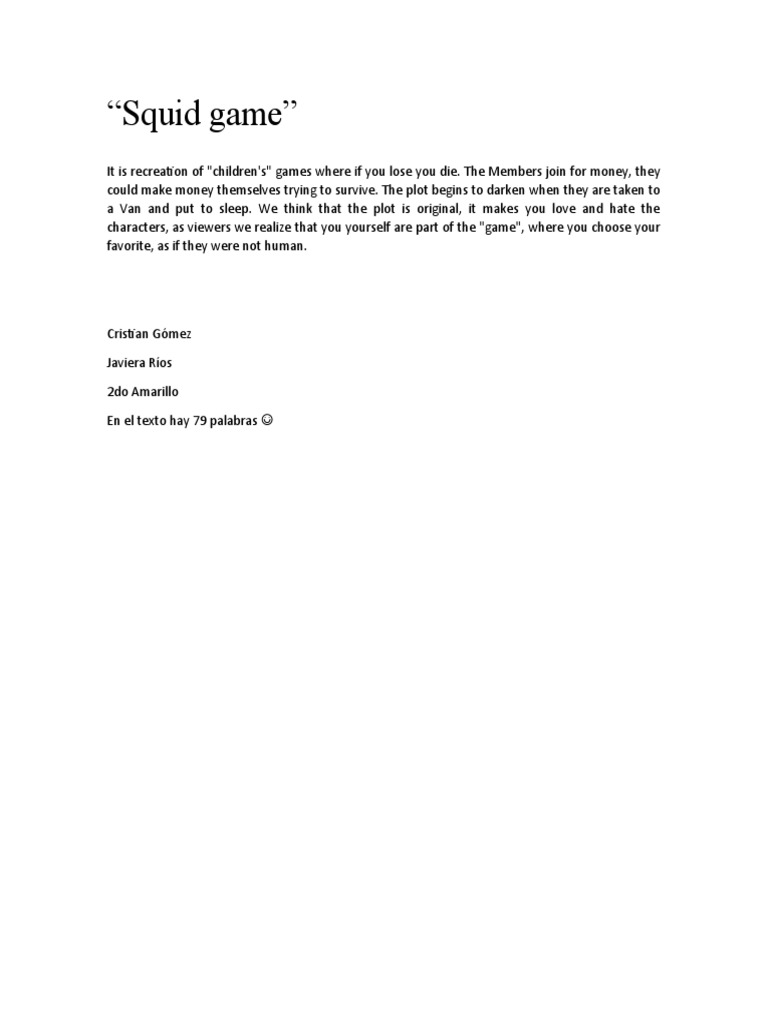 Squid Game | PDF | General Fiction