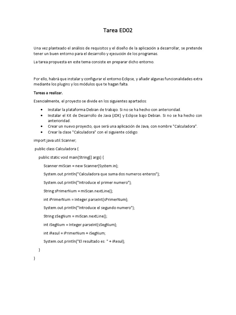 Gonzalez Vaca Pabel Damian ED02 Tarea | PDF | Java (lenguaje de programación) | Eclipse (software)