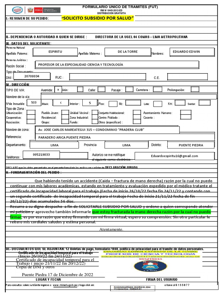 Form. Unico Tramite | PDF | Lima