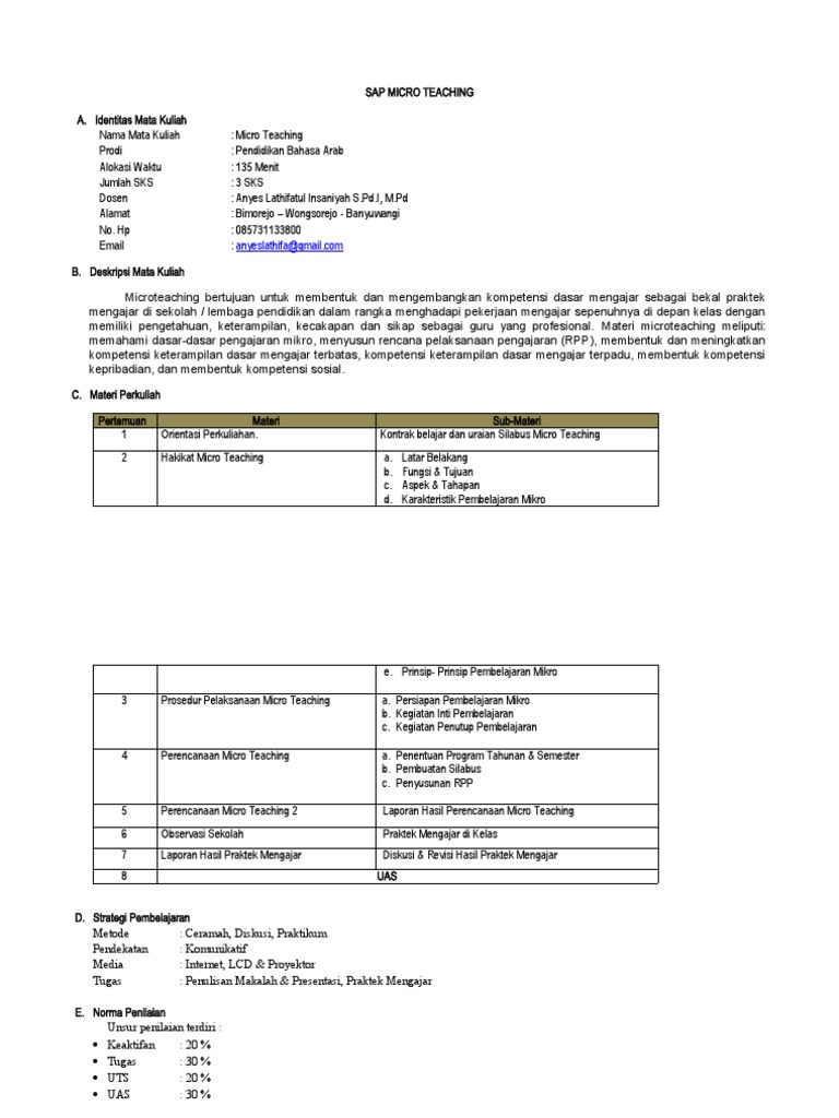 Silabus Micro Teaching | PDF