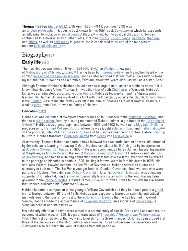 Thomas Hobbes | PDF | Classics