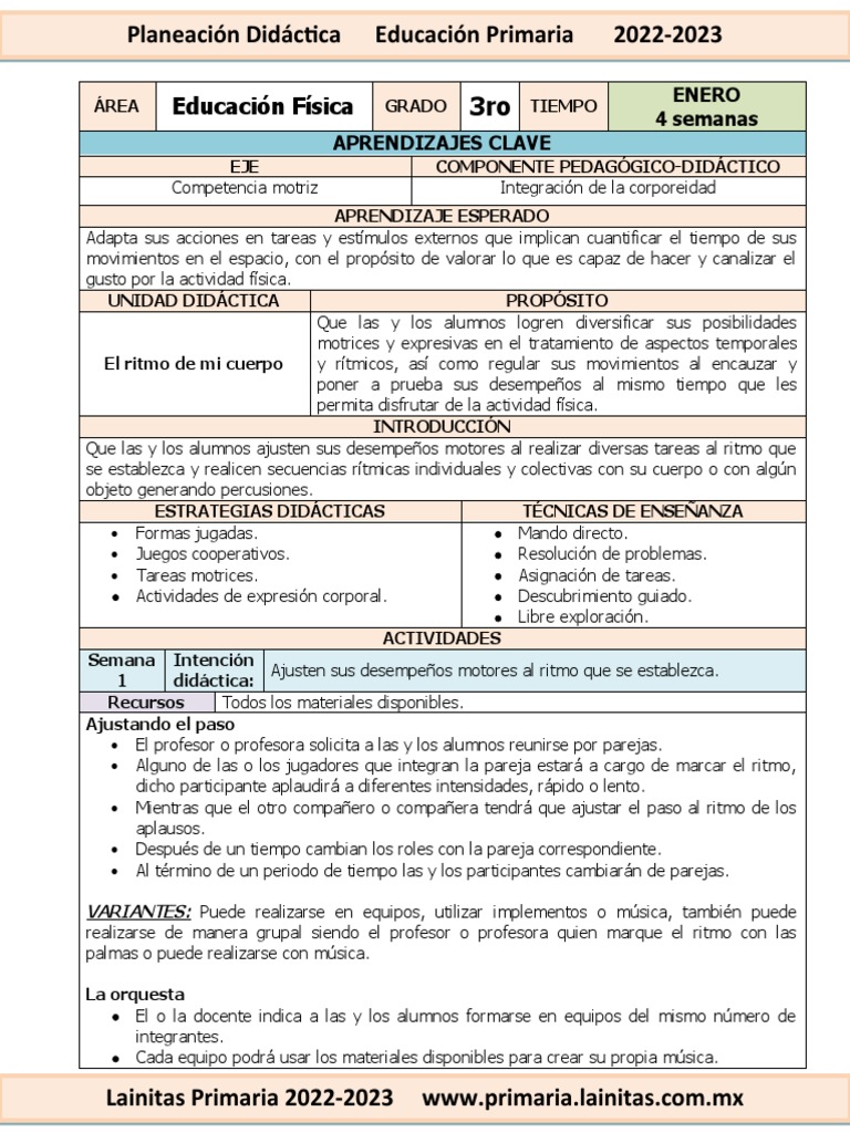 Planificación de actividades rítmicas y de expresión corporal para ...