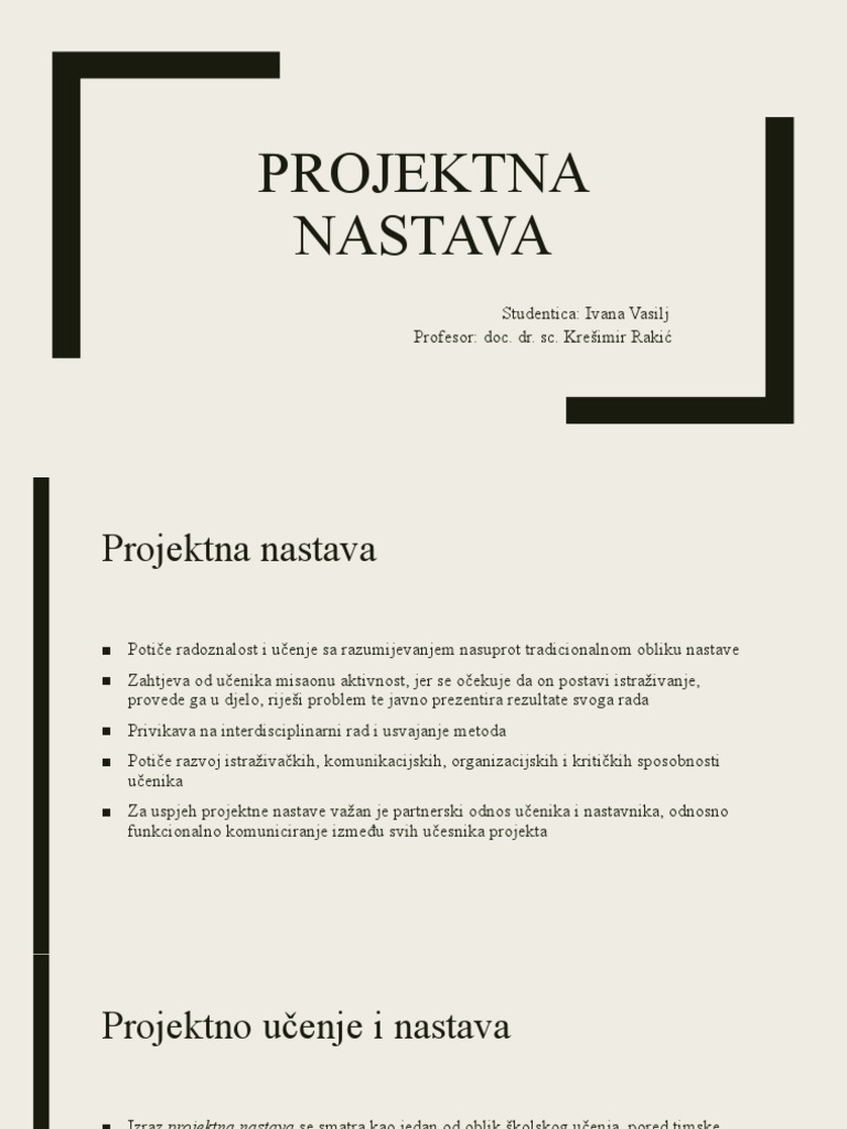 Projektna Nastava | PDF