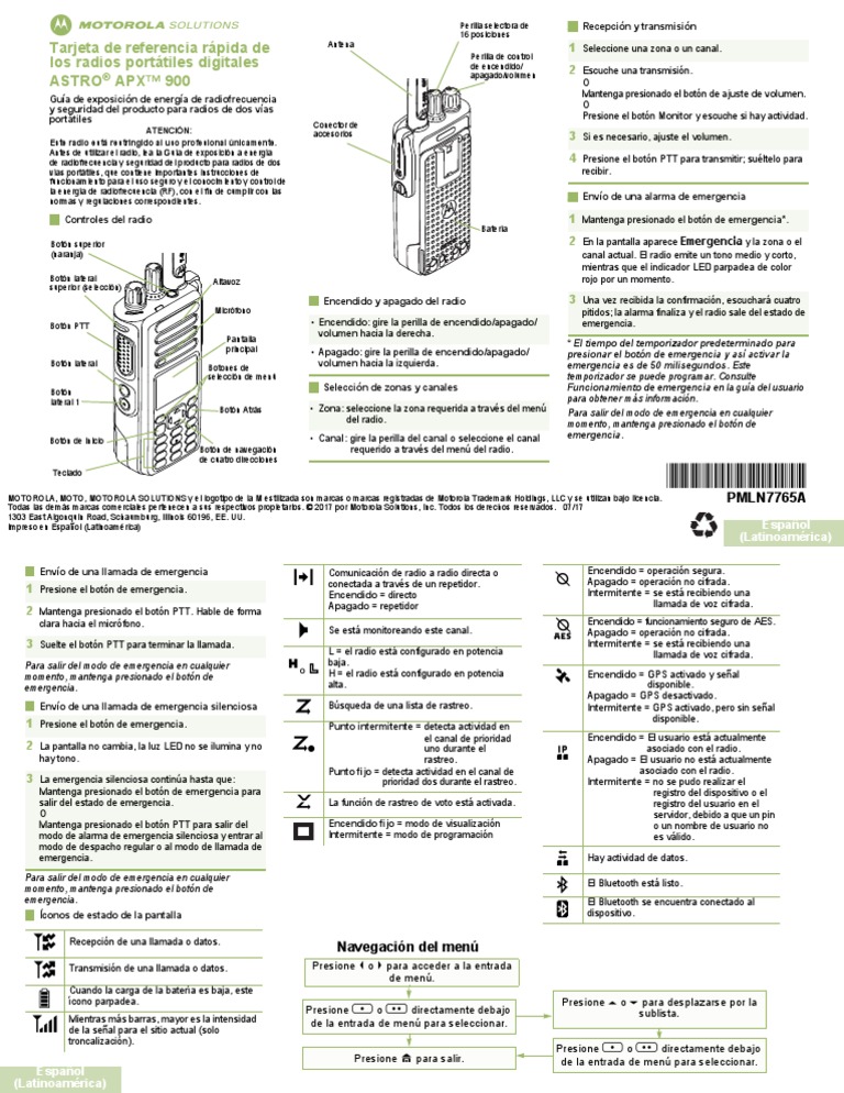 PMLN7765A A Esla APX 900 Model 3 Quick Reference Card | PDF | Radio ...