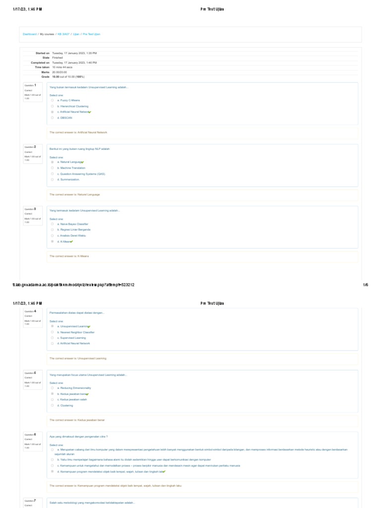 Pre Test Ujian | PDF
