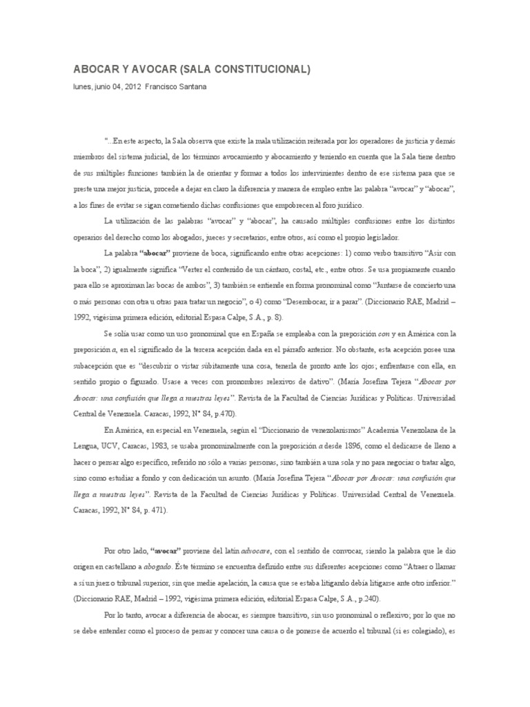 Diferencias entre Abocar y Avocar | PDF | Venezuela | Juez